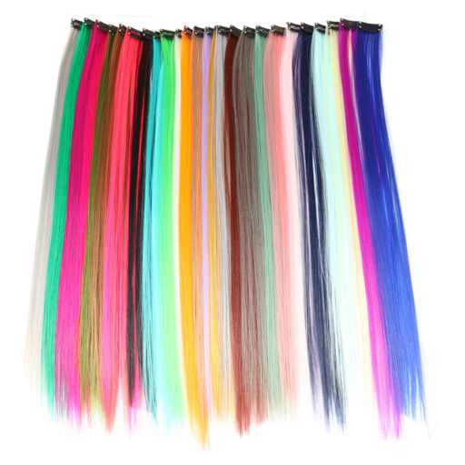 Colorful Clip In One Piece Synthetic Hair Extension Long Straight and ...
